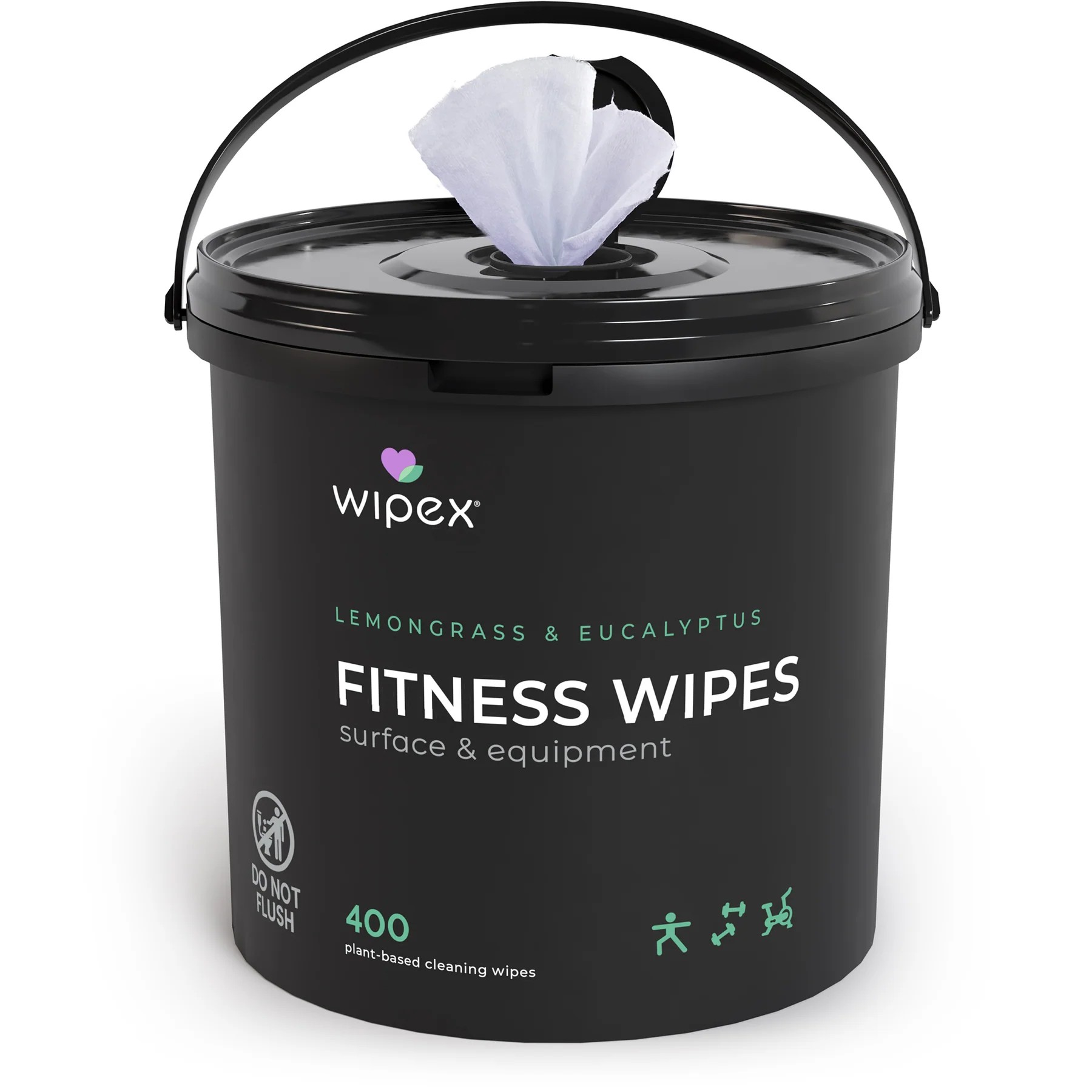 Wipex Natural Fitness Wipes Bucket - Lemongrass Eucalyptus (400ct ...